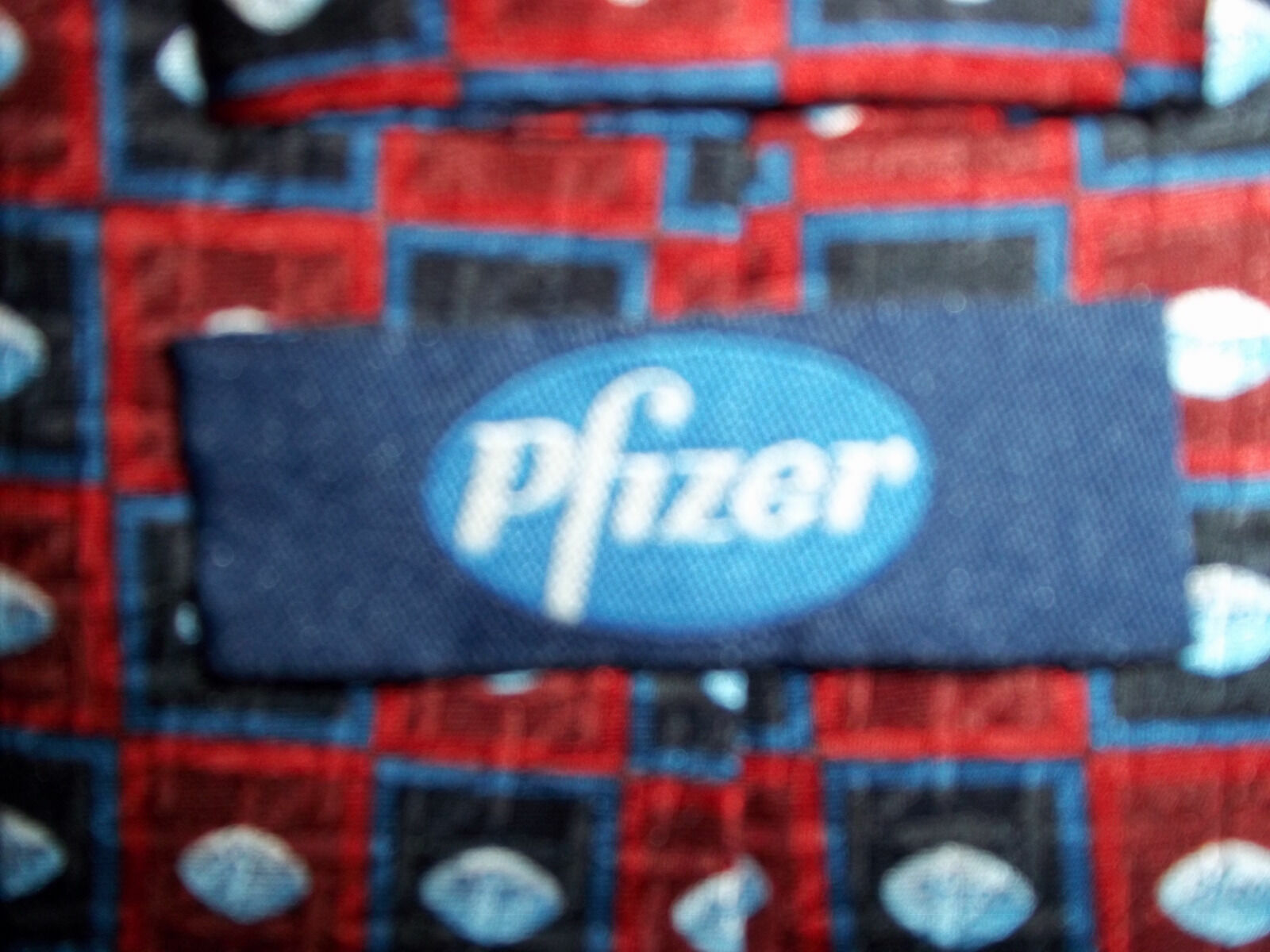 Pfizer Pharmaceuticals Necktie Navy Blue Red Advertising Promotion Tie ...