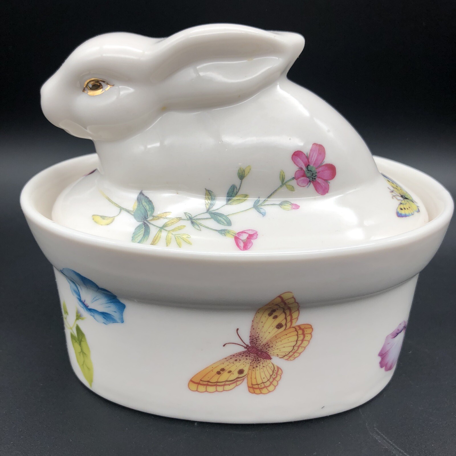 Grace's Teaware Easter Bunny Rabbit Candy Dish With Lid Flowers ...