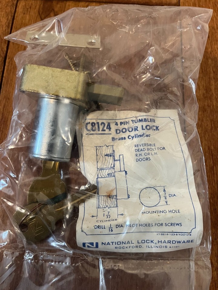 National Lock 4 Pin tumbler Cabinet Lock w Keys Surface Mount Deadbolt ...