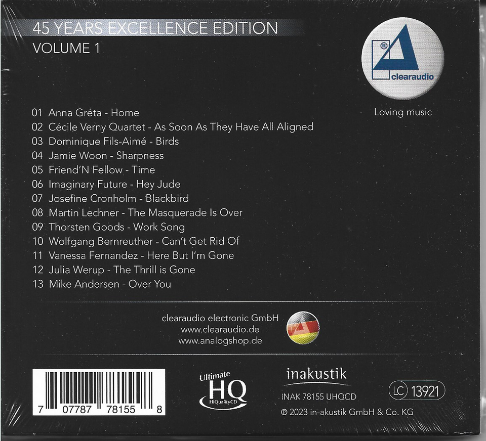 Clearaudio: 45 Years Excellence Edition Vol.1 UHQCD Inakustik Audiophile HQCD CD | eBay