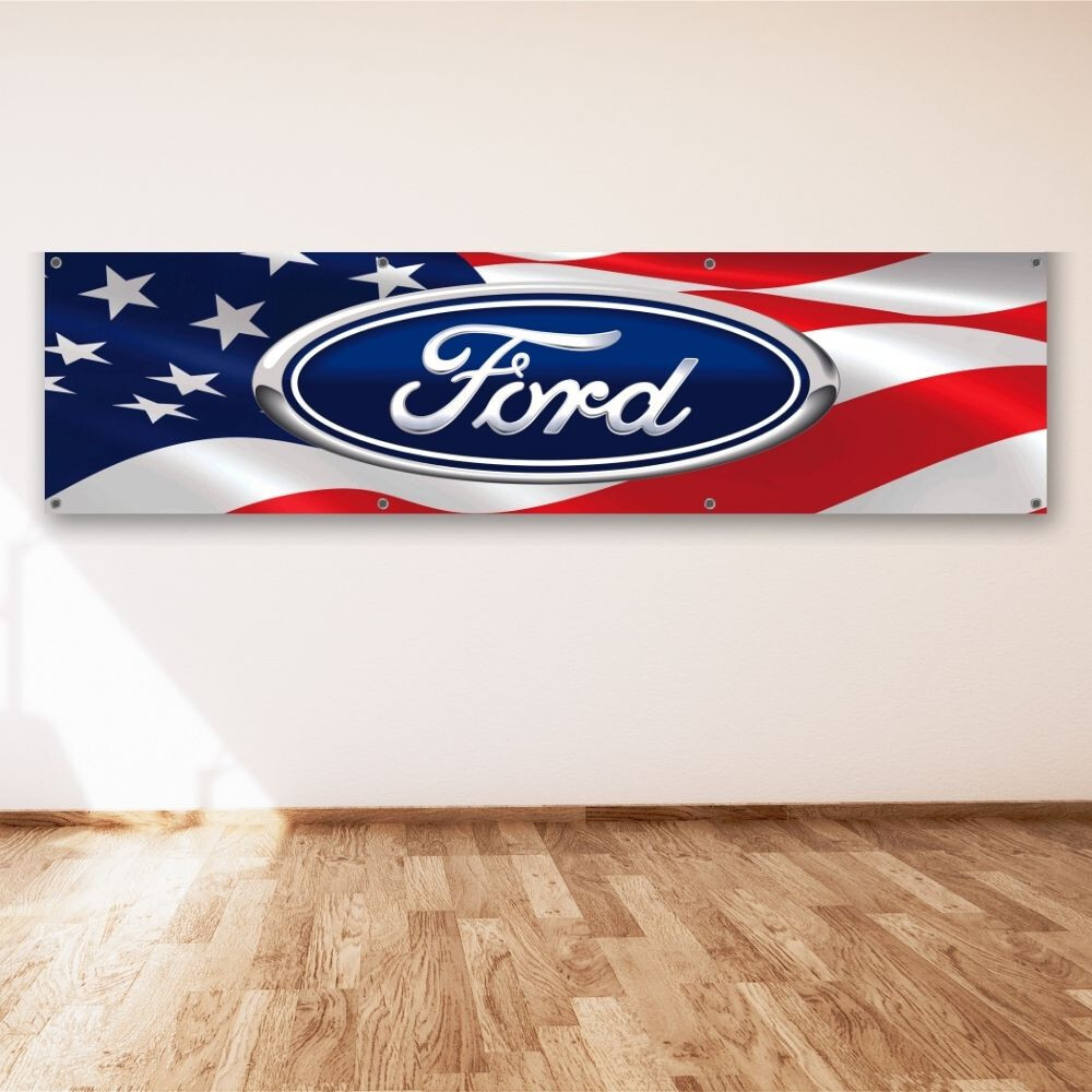 Ford USA 2x8 ft Banner Car Racing Show GT Shelby Cobra Wall Sign Man ...