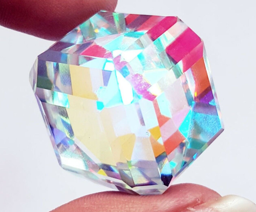 Loose Gemstone Mystic Quartz Cube 96.65 Ct Certified With Free Gift ...