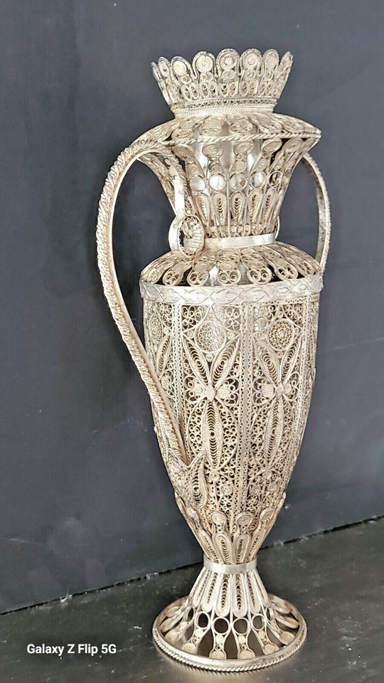 FASCINATING AUSTRO HUNGARIAN SOLID SILVER FILIGREE VASE | eBay