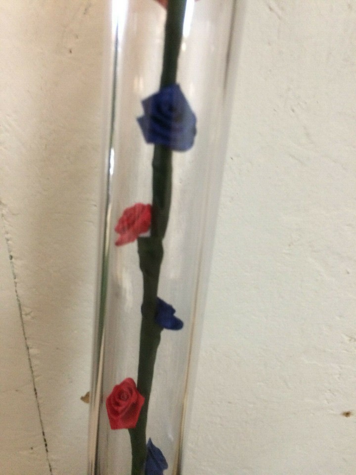 Walking cane acrylic red and blue silk roses lucite elegant designer ...