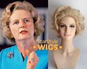 DELUXE MARGARET THATCHER BLONDE OLD LADY GRANNY GRANDMA SHORT CURLY ...
