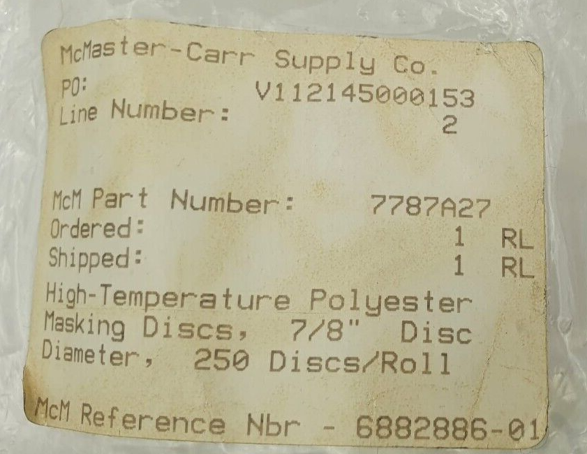 7787A27 McMaster-Carr Masking Tape Shapes -7/8" Diameter - Pack of 320 ...