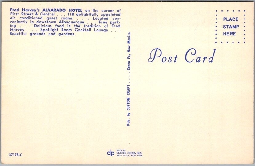 1950s Albuquerque NM Postcard "Fred Harvey's ALVARADO HOTEL" Multi-View ...