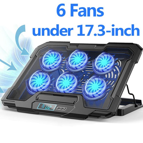 Laptop Cooling Pad 3~6 Quiet Fans Cooler Stand Dual USB Port for 12-17 ...