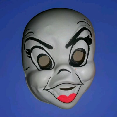 Vtg Halloween Costume Mask Collegeville Ben Cooper Casper Ghost Glow in ...