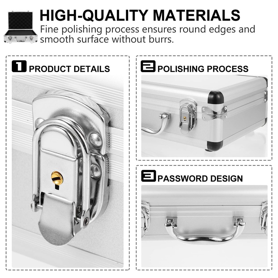 Metal Briefcase Aluminum Tool Case Tool Chest, Portable Tool Box with ...