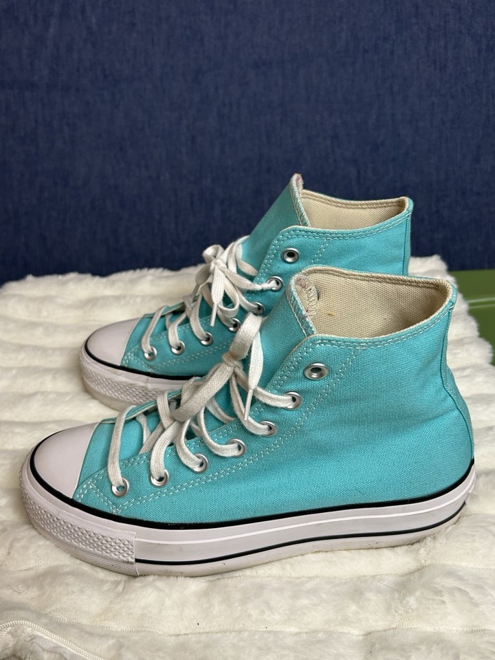 Converse Women's Chuck Taylor All Star Lift Cyan Blue Platform Sneakers ...