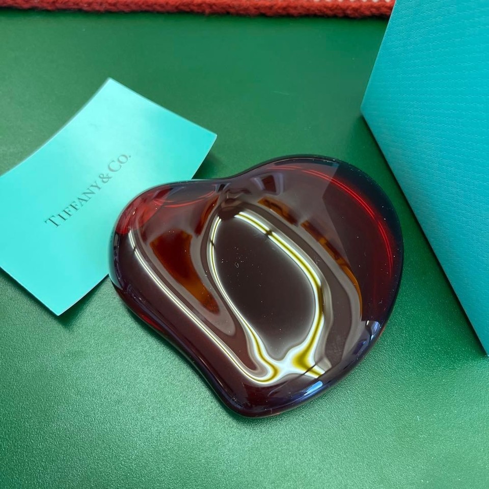 Tiffany & Co. Crystal Glass Trinket Box Heart Red Elsa Peretti Cute ...