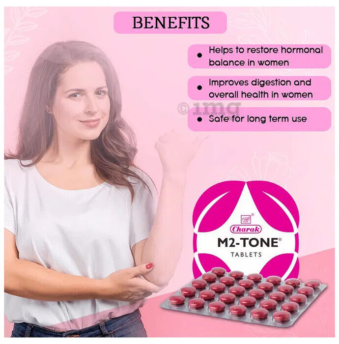 5x 30 Tablets Of Charak M2 Tone Tab For Female Infertility & Menstrual ...