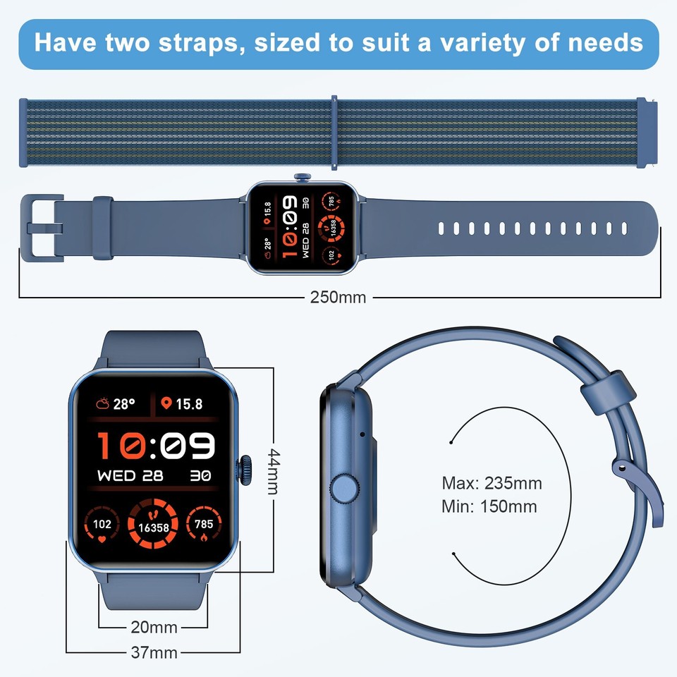 Fitness Blood Pressure Heart Rate Monitor Calorie Smart Watch Bluetooth ...