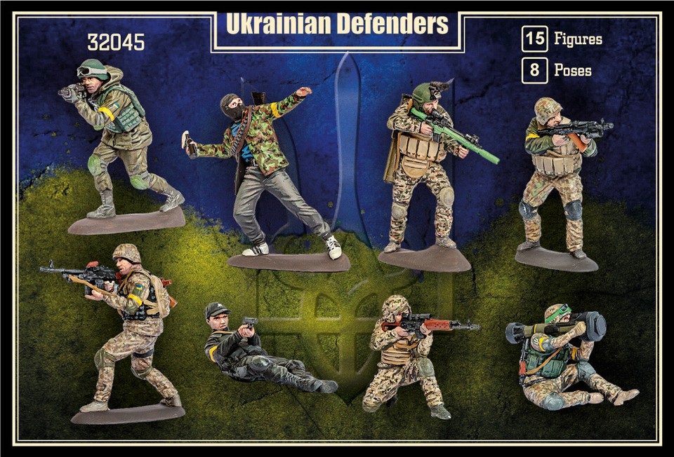 Mars Figures 32045 1:32 Ukranian Defenders 15 figures plastic model kit ...