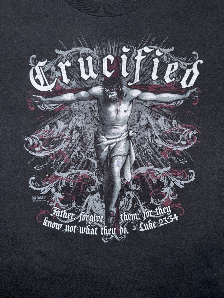 Kerusso Jesus Crucified Cross Y2K Black T-shirt Tagged Men’s XL | eBay