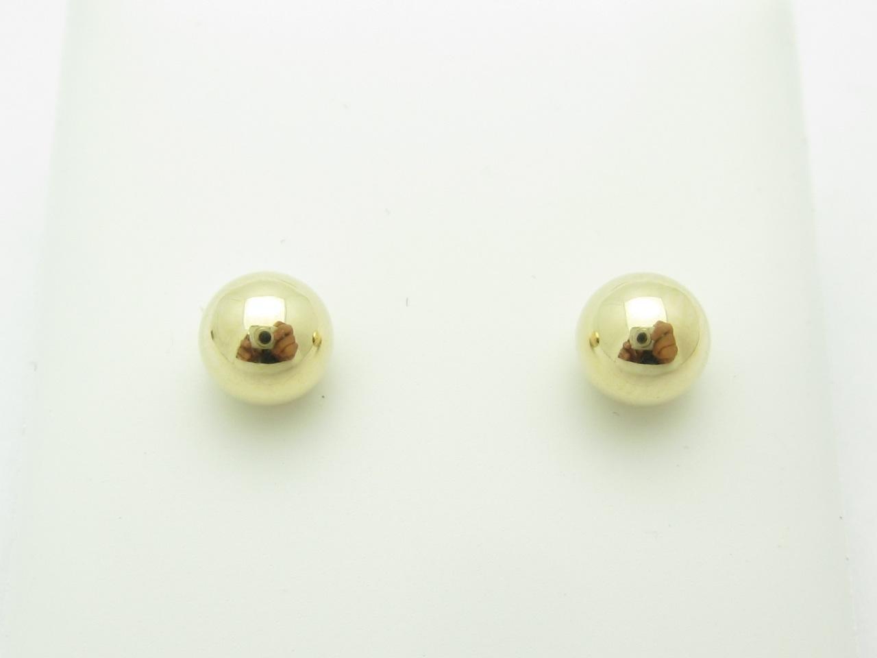 14kt Solid Yellow Gold 5mm Round Ball Bead Stud Push Back Earring Kids ...