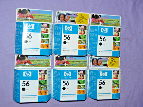 Lot of 6 Genuine HP Printer Ink Cartridges 56 BLACK C6656AN 6x Expired ...