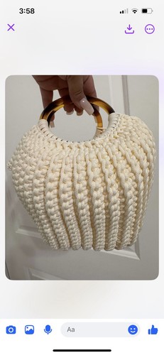 Brand-New Hand Crocheted Shell Shaped Handbag w/Faux Tortoise Shell ...