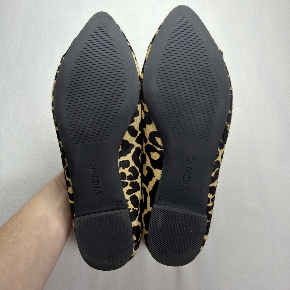 Vionic Caballo Women Shoes Tan Leopard Flats Calf Hair Slip On Loafers ...