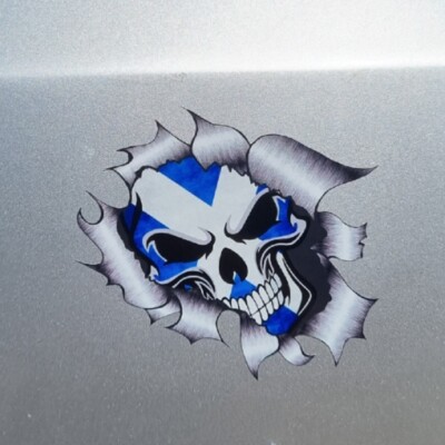 Scottish Saltire Flag Skull Ripped Open Metal Vinyl Sticker For Car ...