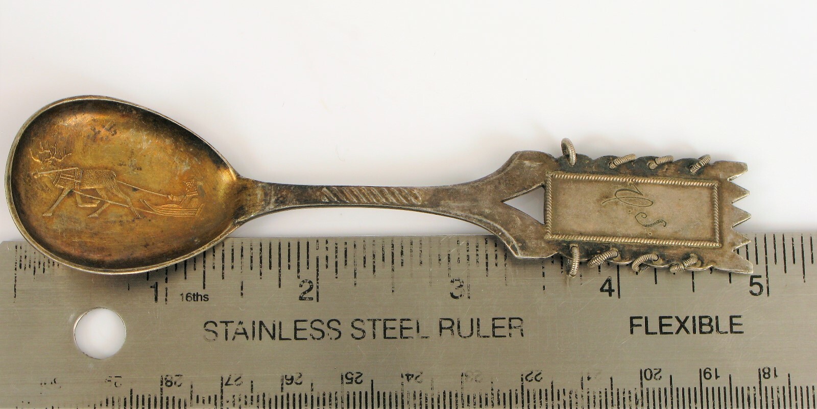 ANTIQUE 813H FINNISH SILVER ? BEAUTIFUL REINDEER SLEDDING SLED SOUVENIR ...