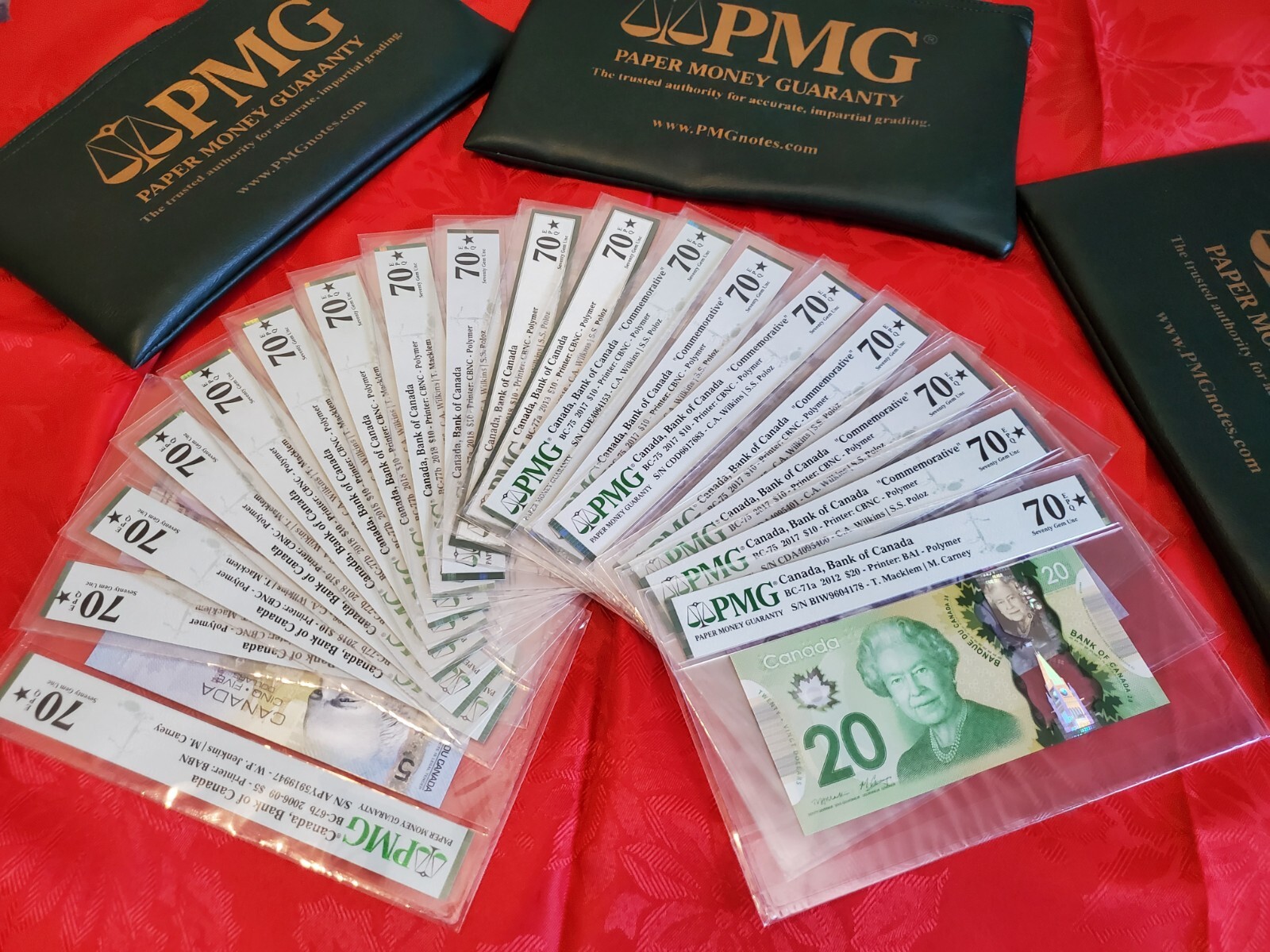 Canadian Bank note Collection. Lot of 20 Bank of Canada Notes PMG 70⭐️ ...