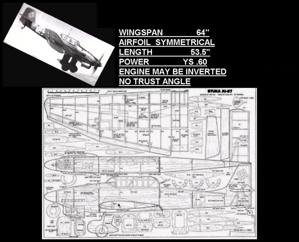 RC plans & Patterns + Instructions Ju-87 STUKA Span 64" | eBay