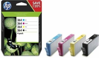 Genuine Original HP 364 Ink Cartridges Black Cyan Magenta Yellow ...