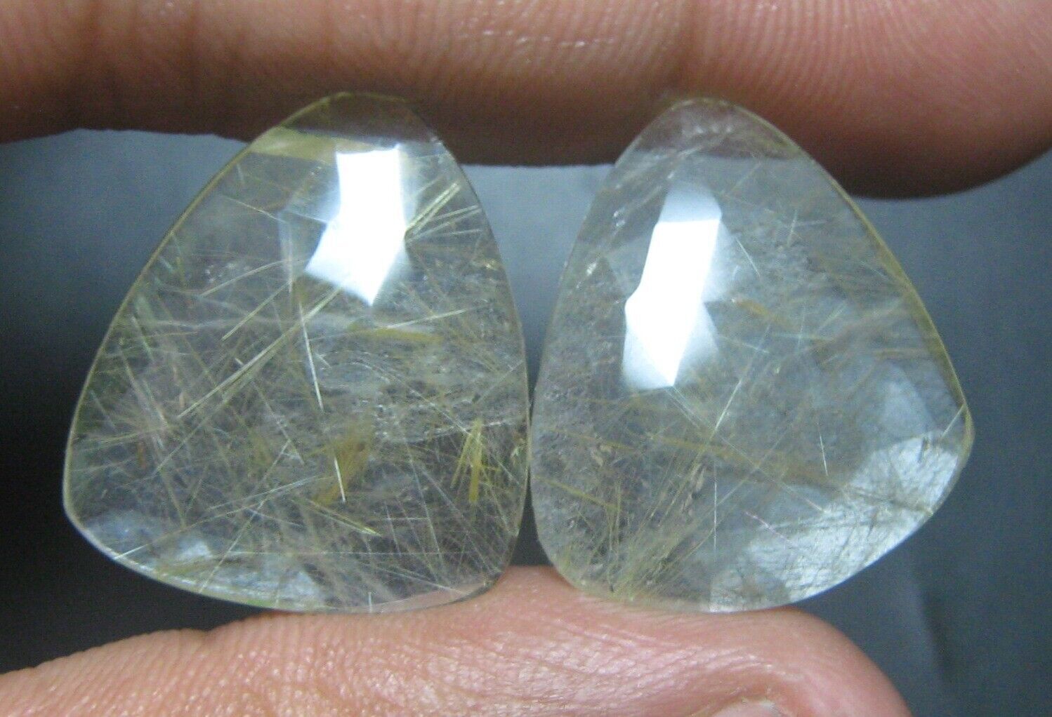Natural Golden Rutile Rose Cut Faceted Pair Fancy 24.40 Ct Gemstone H ...