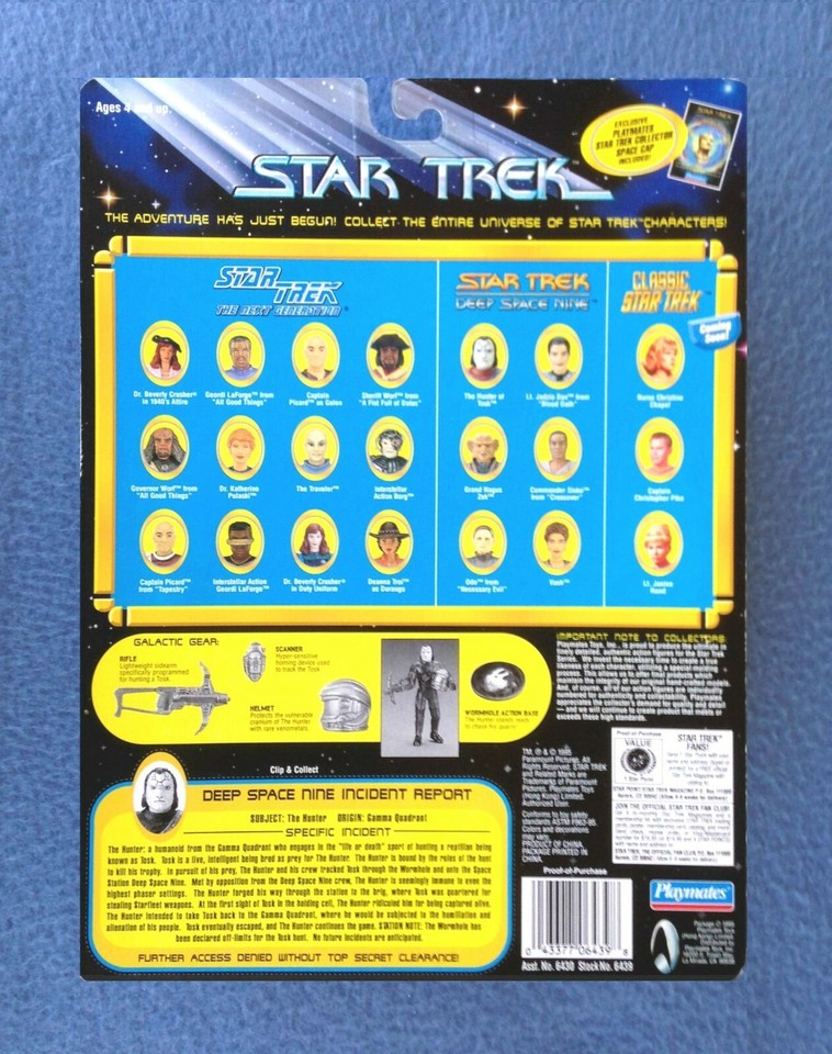 STAR TREK THE HUNTER OF TOSK DEEP SPACE NINE SPACE CAP PLAYMATES 5 INCH ...