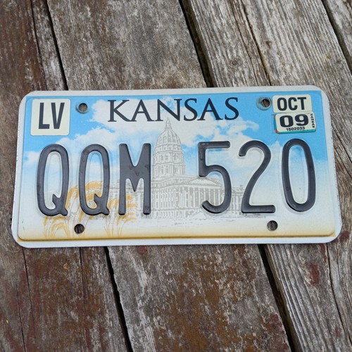 2009 Kansas License Plate - "QQM 520" LV OCT 09 stickers statehouse | eBay