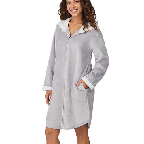 NWT Cuddl Duds Chenille Zip Robe with Hood - size M | eBay