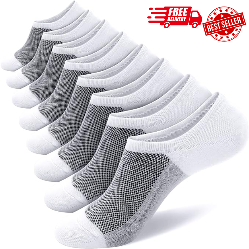 Mens No Show Socks 8 Pairs Invisible Low Cut Cotton Socks Ondo 9-11 8 ...