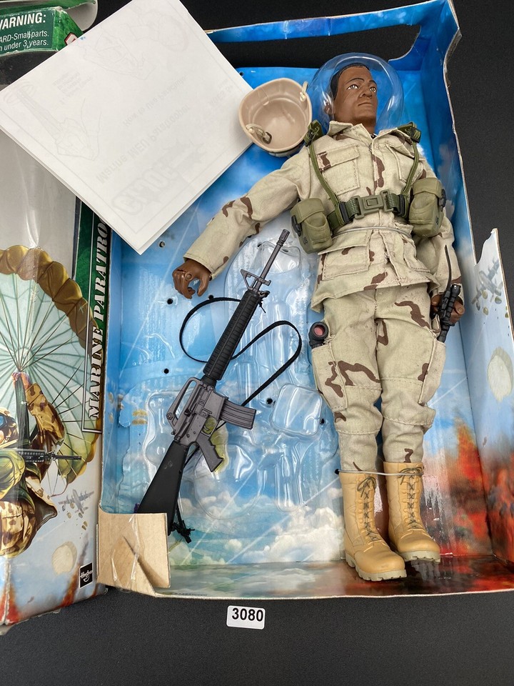 Rare GI Joe ARAH Marine Paratrooper Real Working Parachute 12" Figure ...