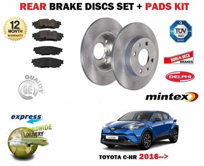 FOR TOYOTA C-HR CHR 1.2 1.8 HYBRID 2016-> REAR BRAKE DISCS SET + DISC ...