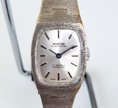 1970s Montine of Switzerland Watch Ladies Sliver Cal FHF 69N Mechanical ...