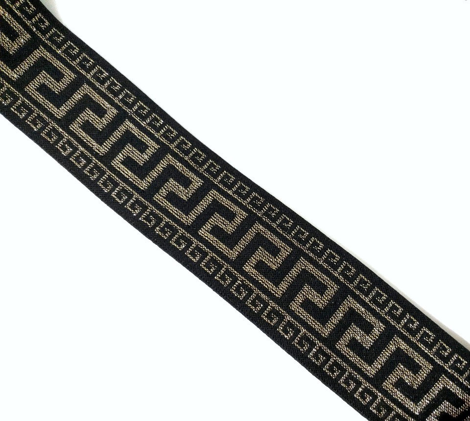 2" / 5 cm wide 2-5y Soft hand Feel Black w/ Gold metallic 1 side Greek ...