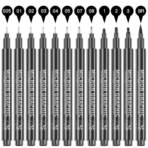 Micro-Pen,Fineliner Ink Pens, Black Fineliner Drawing Pen, Waterproof ...