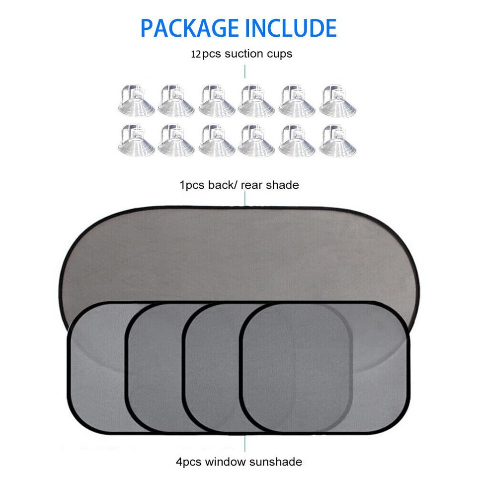 5 PCS Car Side Rear Window Mesh Screen Sun Shade Cover Windshield Sun ...