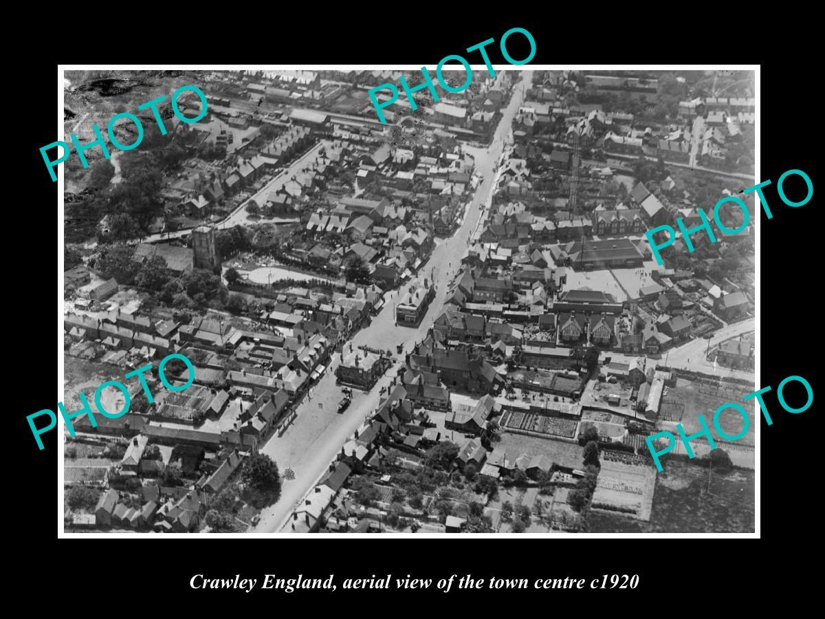 OLD 6 X 4 HISTORIC PHOTO OF CRAWLEY ENGLAND AERIAL VIEW OF THE TOWN ...