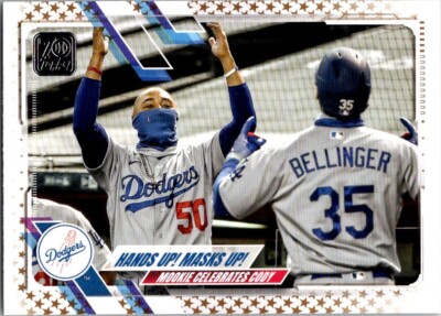 2021 Topps Series 1 Gold Star Parallel HANDS UP! MASKS UP! DODGERS #303 ...
