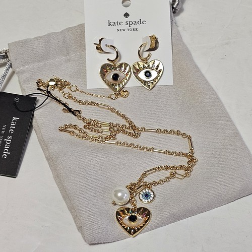 NWT KATE SPADE Evil Eye Cluster Heart Pendant Necklace and Earrings Set ...