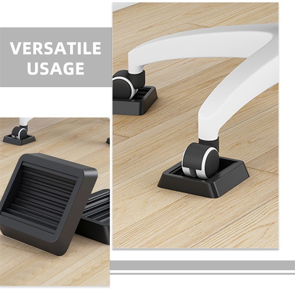 5pcs TPE Square Furniture Caster Pads Easy Fit Anti Slip Chair Sofa Bed ...