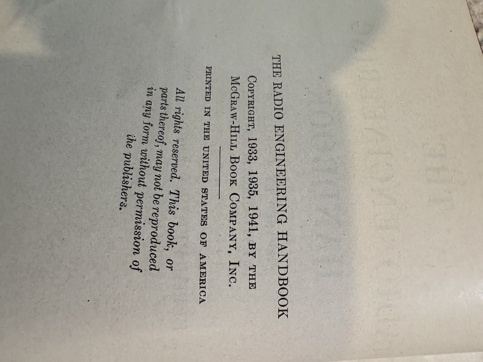 1941 Radio Engineering Handbook by Keith Henney Third Edition McGRAW ...