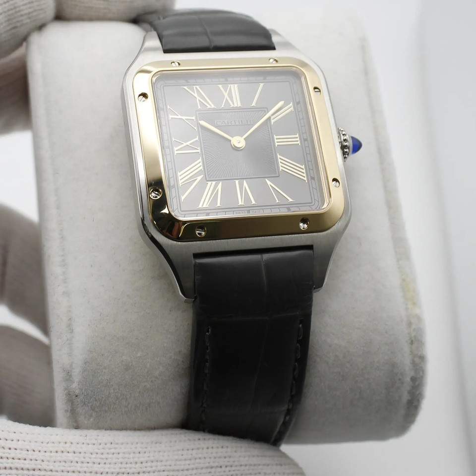 Cartier Santos-Dumont Large 18K Yellow Gold Steel Watch W2SA0028 | eBay