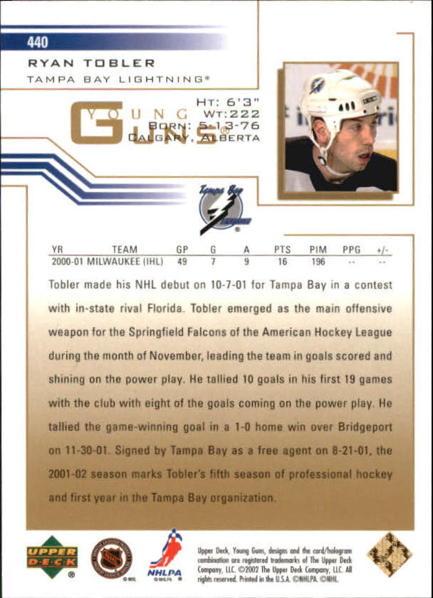 2001-02 Upper Deck Exclusives #440 Ryan Tobler /50 - EXACT SCAN | eBay