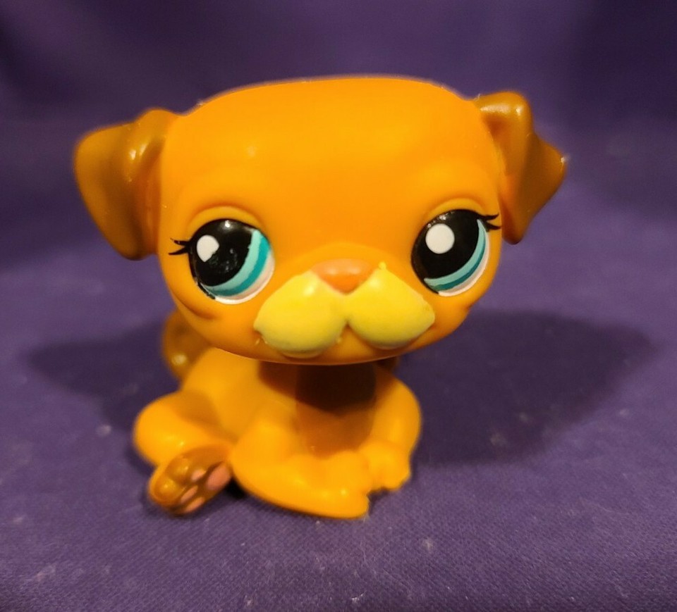 Auth Littlest Pet Shop # 1632 Tan Brown Cream Mustache Pug European ...