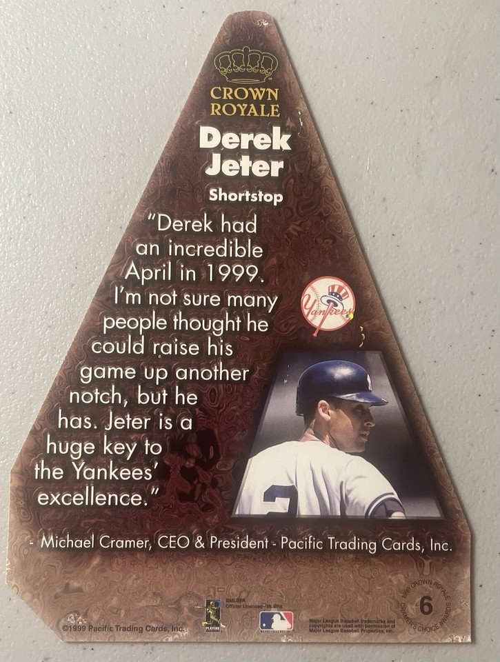 1999 Pacific Crown Royale Cramer's Choice Derek Jeter oversized card HOF | eBay