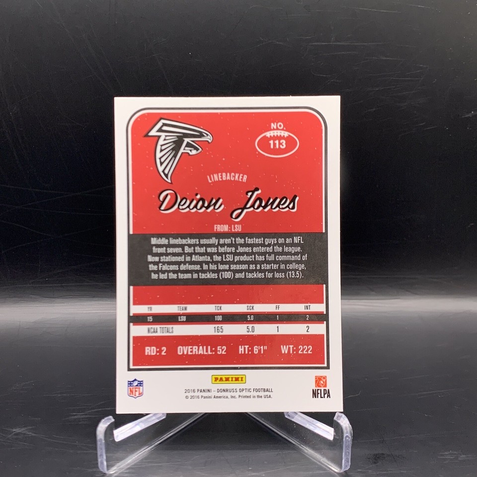 2016 Donruss Optic Silver Prizm Deion Jones Rookie Atlanta Falcons #113 ...